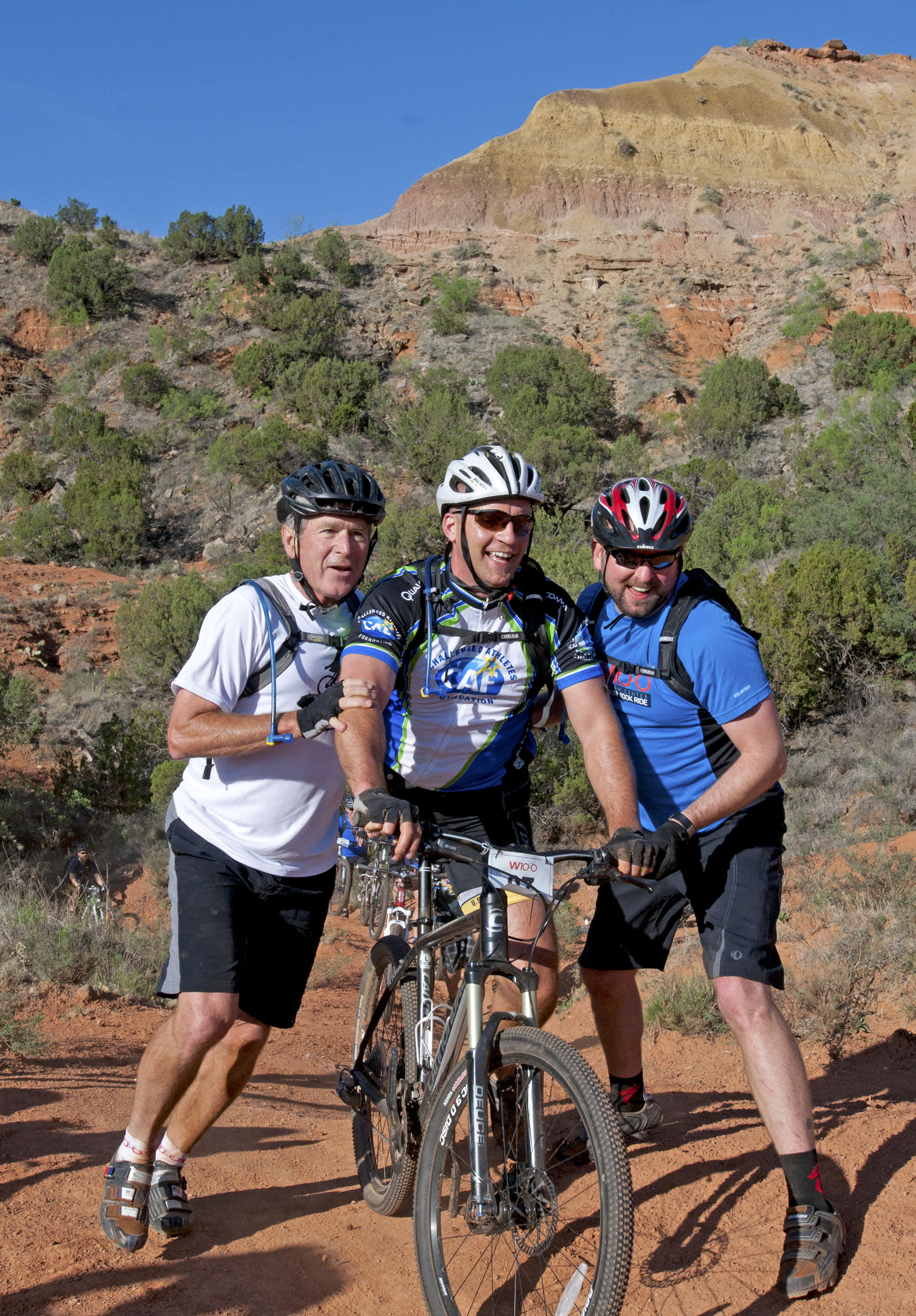 Final Day of W100 Bike Ride with Former Pres George W Bush at Palo Duro ...